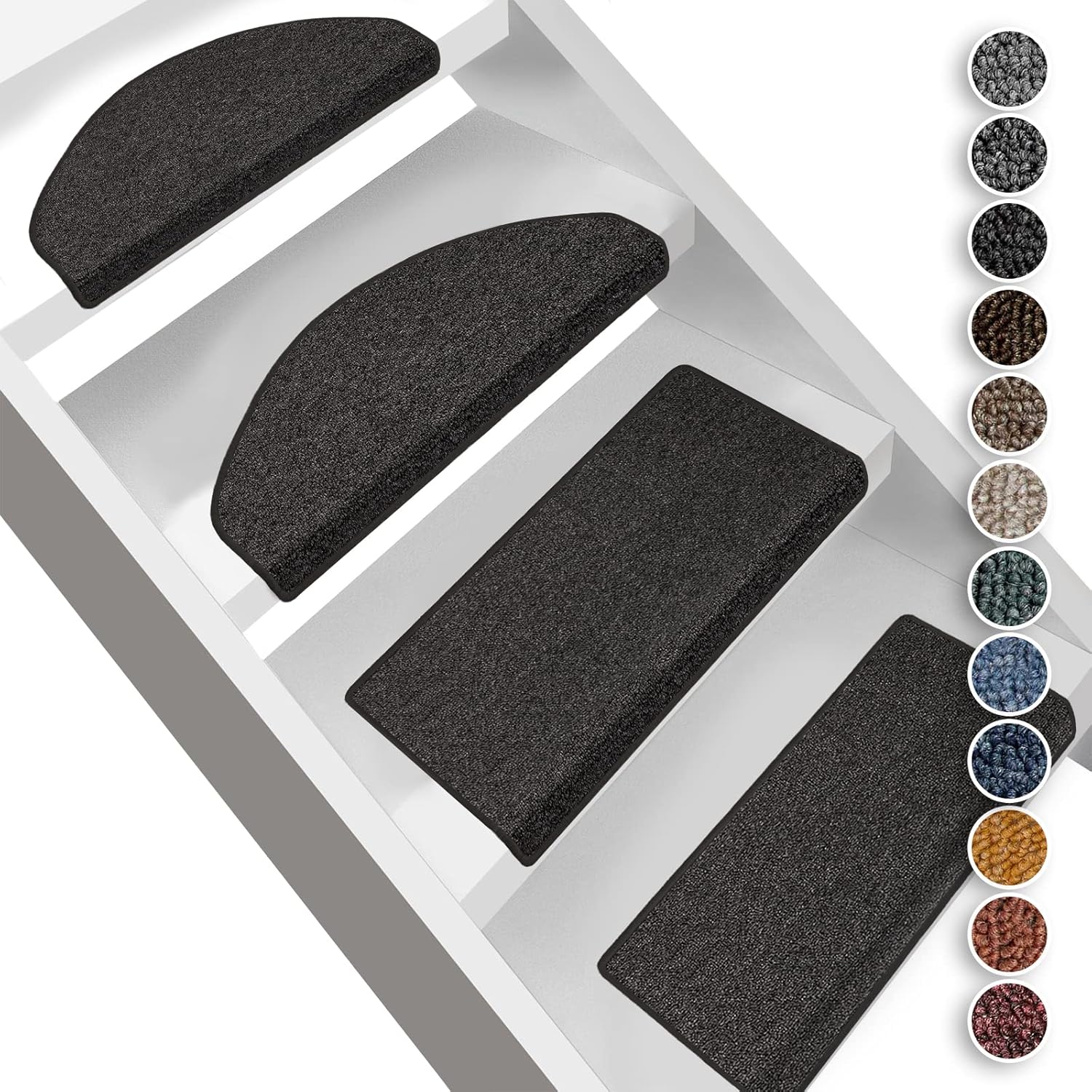 casa pura London Stair Tread Mat, 15 Pieces (23.5 x 65 cm) Stair Pad ...