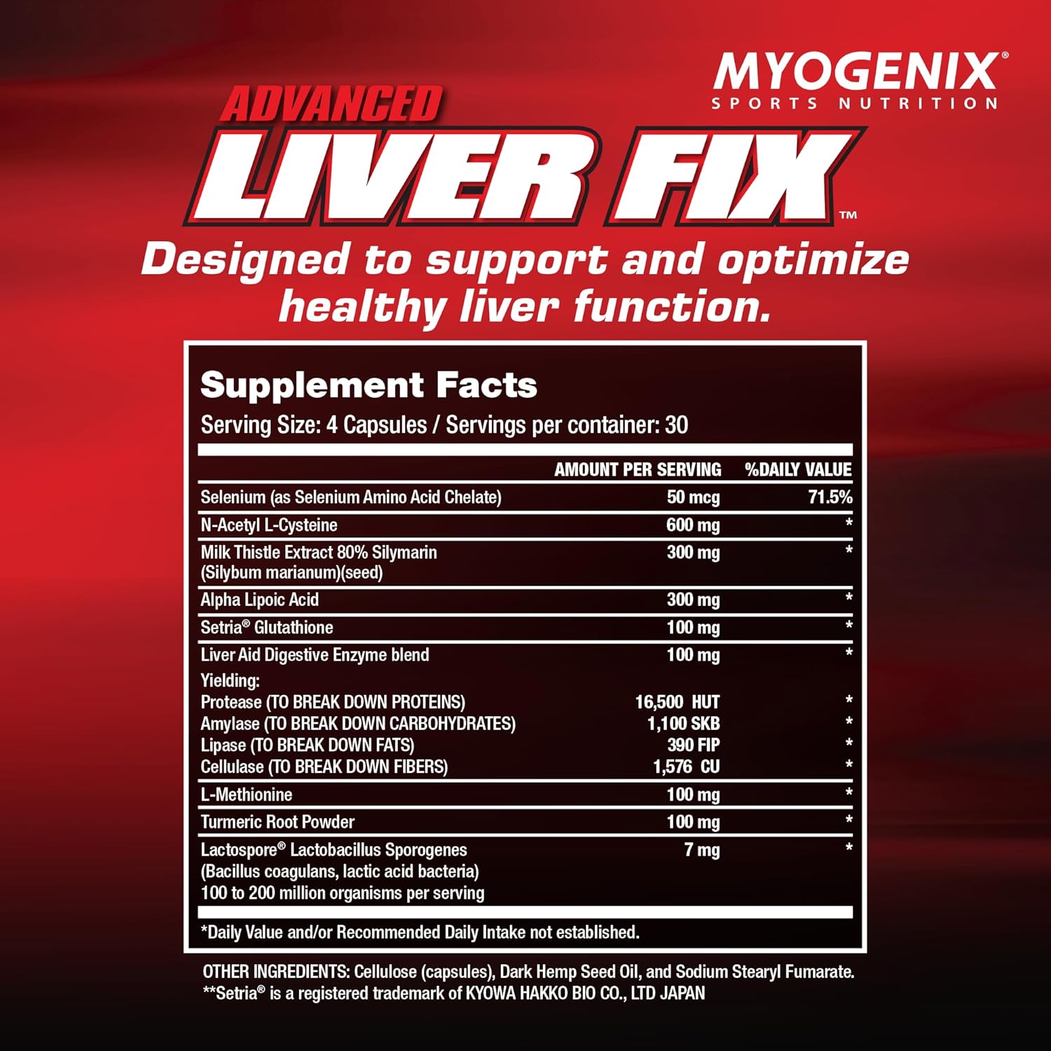 Myogenix Suplemento de apoyo Liver Fix Fórmula de salud hepática ...