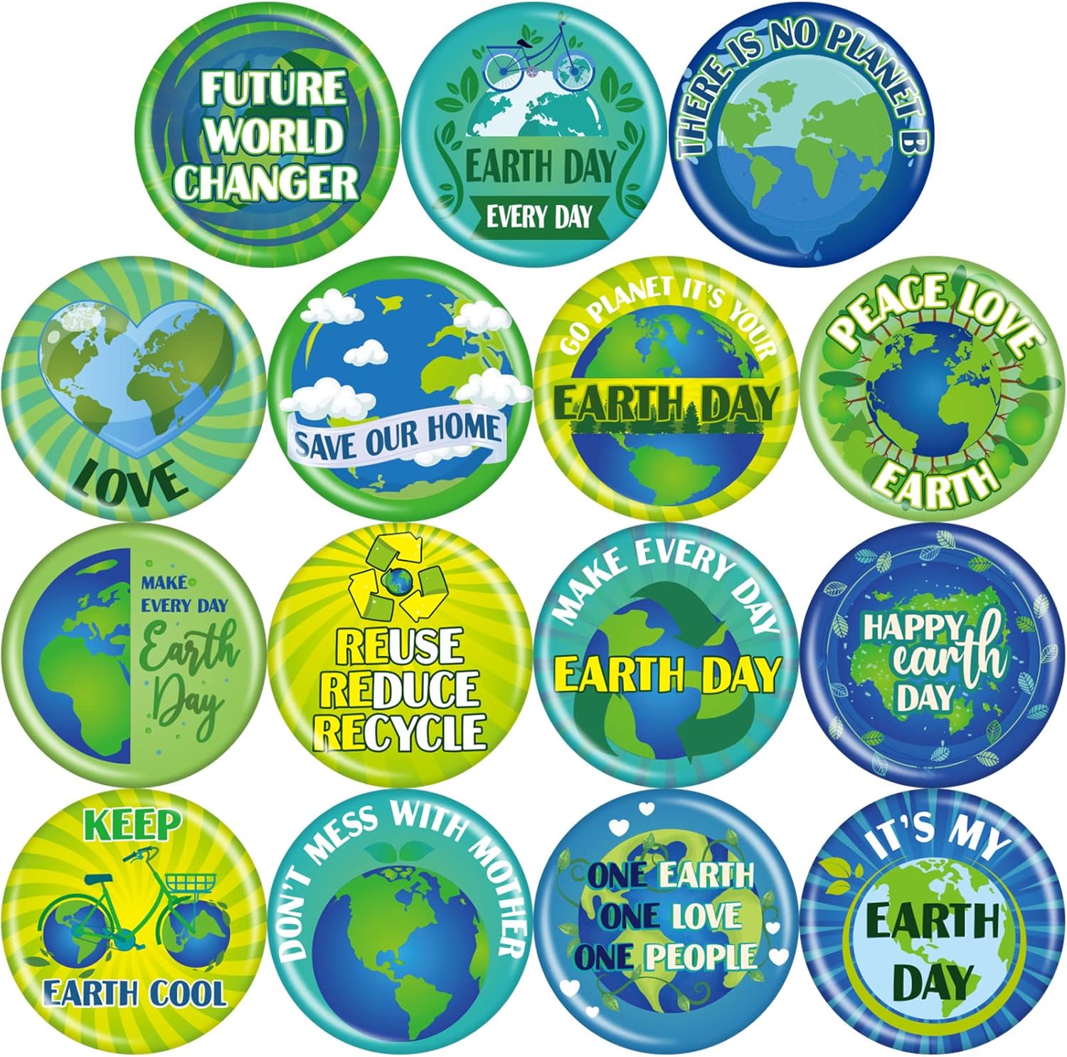 Amazon.com: Cindeer 120 Pieces Earth Day Mini Buttons Earth Pins ...