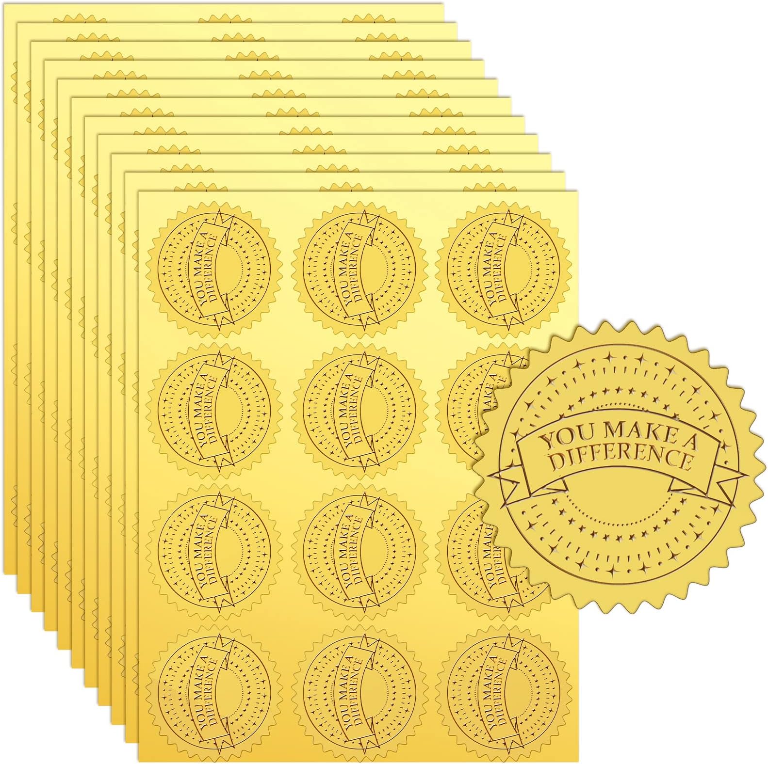 Amazon.com : Pasimy 360 Pcs Gold Foil Embossed Certificate Seals 2 ...