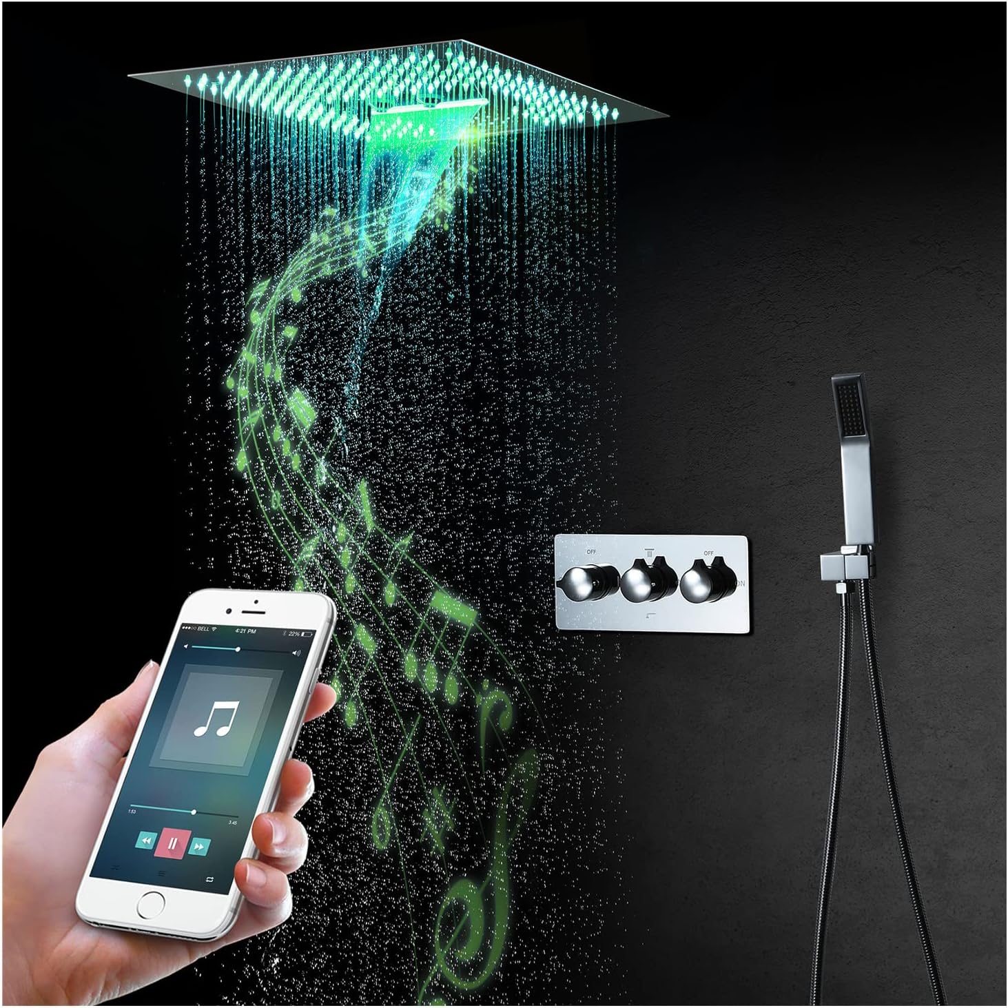 Amazon.com: JMXD Music Shower System, Shower Faucet Set 64 Colors LED ...