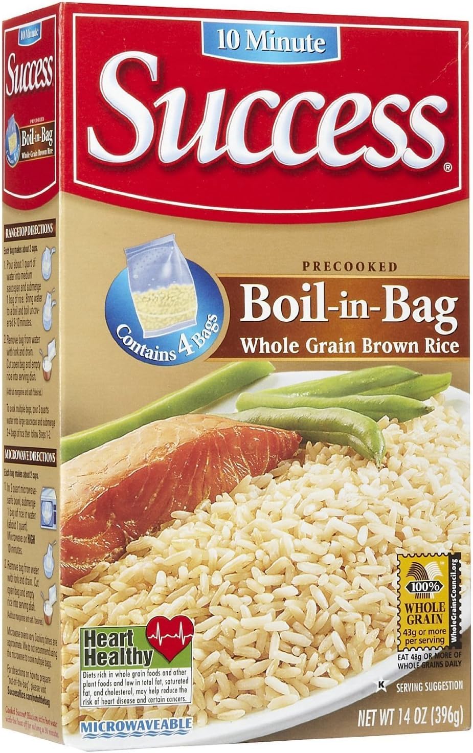 Amazon.com : Success Boil In Bag Whole Grain Brown Rice, 14 Oz, 4 Ct ...