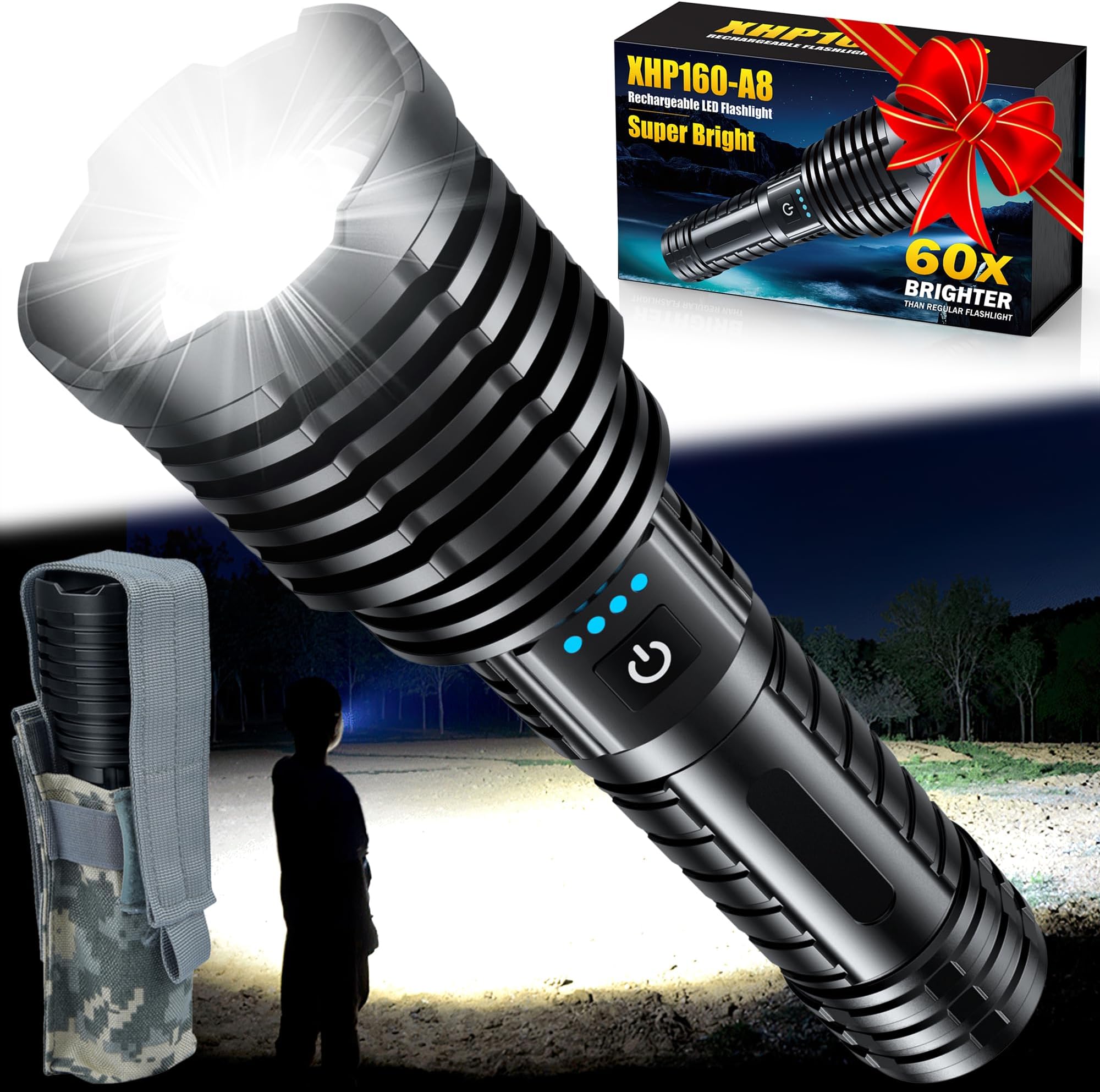 Weoxi Rechargeable Flashlights 5000.000 High Lumens,Super Bright LED ...