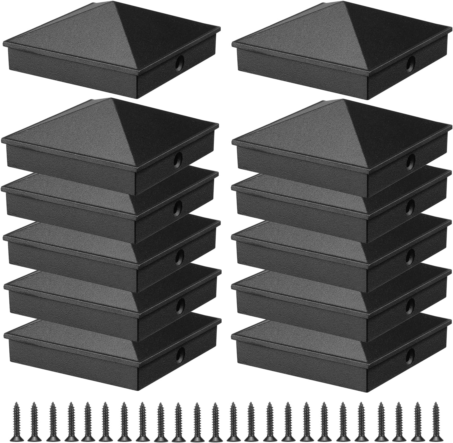 (32 Pack) 4x4 Wood Fence Post Caps (3 5/8") Black, Decking Caps for ...