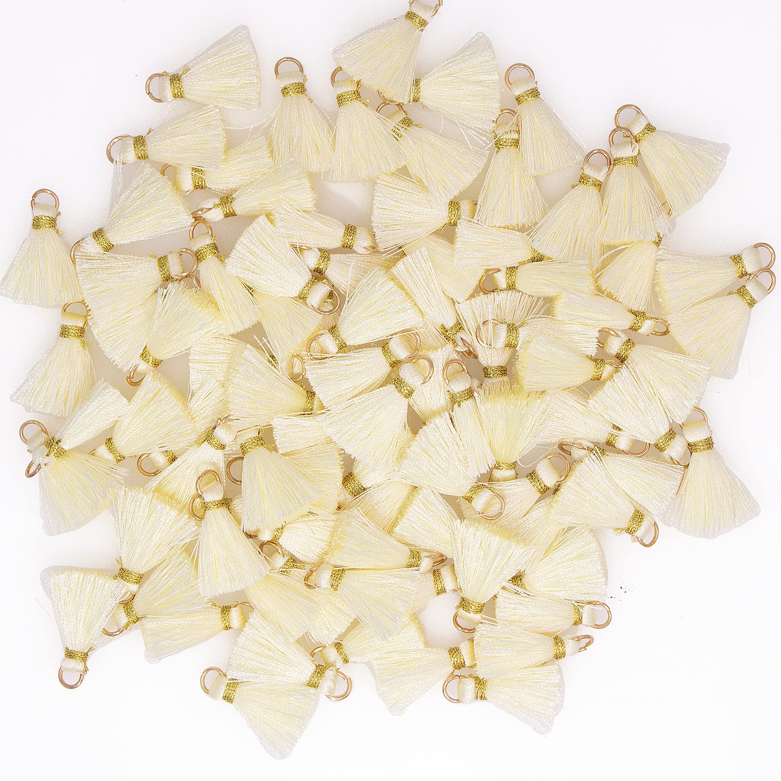Amazon.com: VAPKER 100Pcs 0.8Inch/2CM Mini Tassels Cream Color Tassel ...
