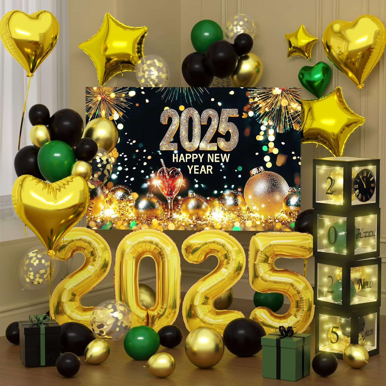 Amazon.com: 2025 Novel Happy New Year Eve Party Decorations Set with ...