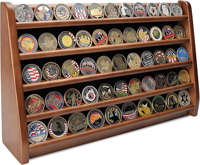 Amazon.com: DecoWoodo Challenge Coin Display Case, 5 Row Military Coin ...