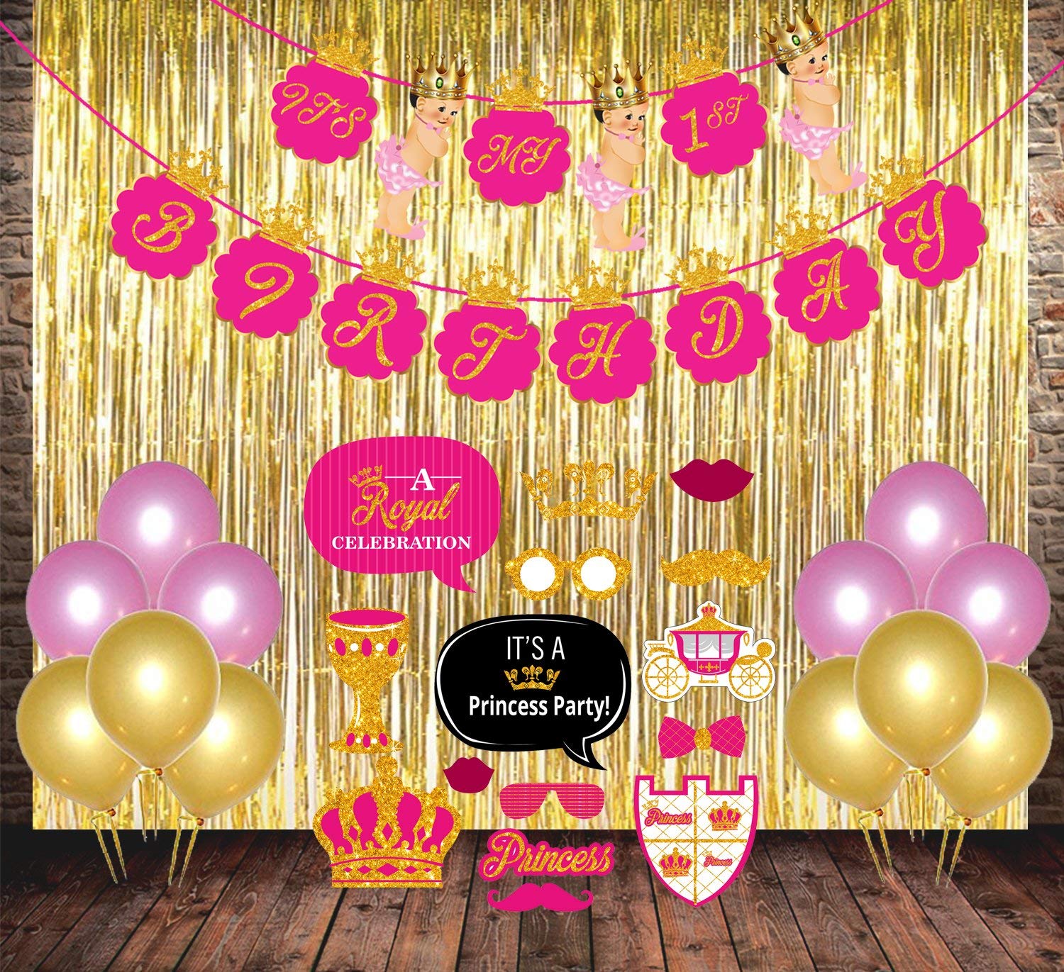 Buy Party Propz 29Pcs 1st Birthday Decoration Girl Combo For 1st buy-party-propz-29pcs-1st-birthday-decoration-girl-combo-for-1st