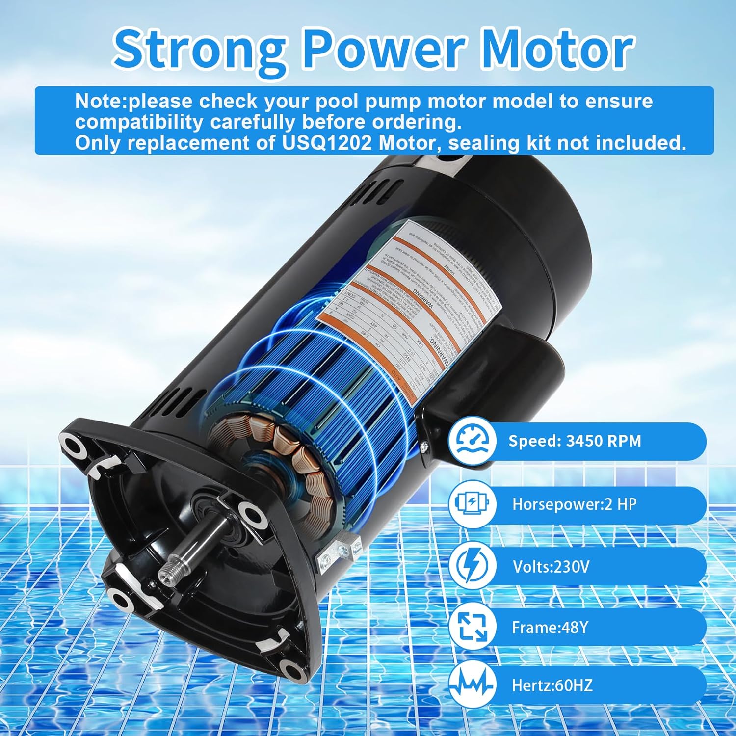 Motor de bomba de piscina USQ1202 2 HP, 3450 RPM, Angola | Ubuy