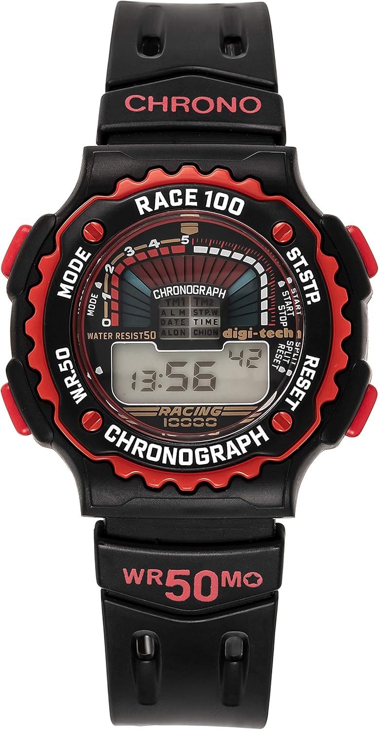 Digi-Tech Digital Chrono Race Mens Watch With Rubber Strap – BigaMart