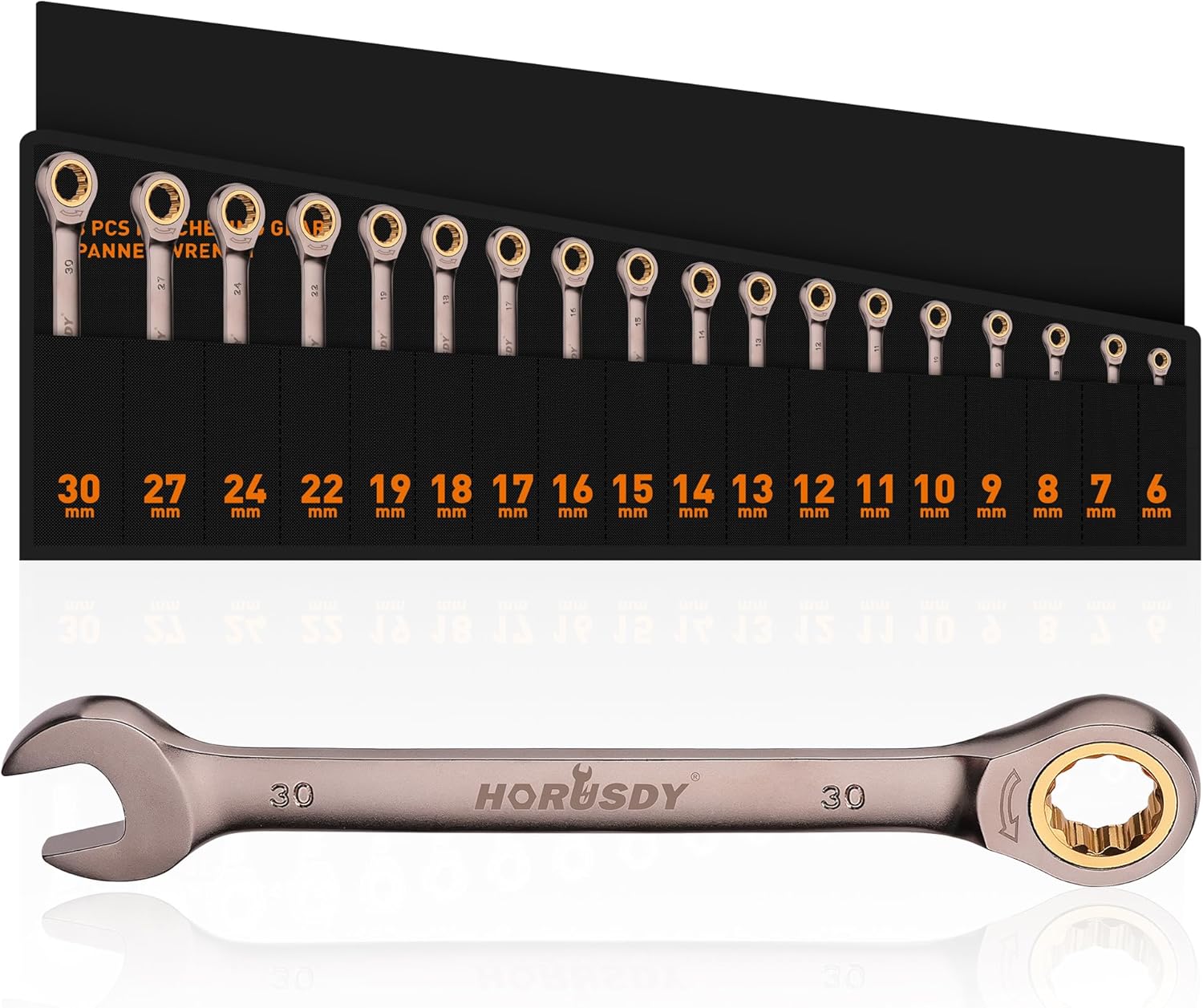 HORUSDY 18-Piece Ratchet Spanner Set, Metric 6mm-30mm Ratcheting ...