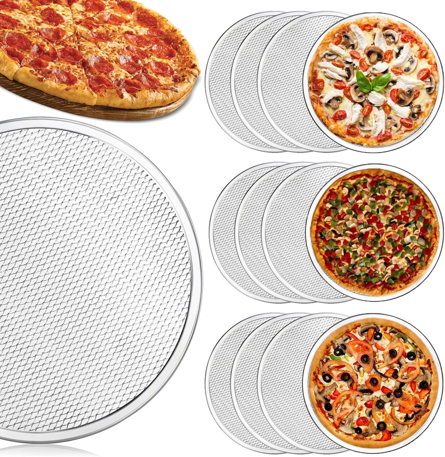 Amazon.com: RHBLME 12 Pack 12 Inch Pizza Screen, Aluminum Alloy ...