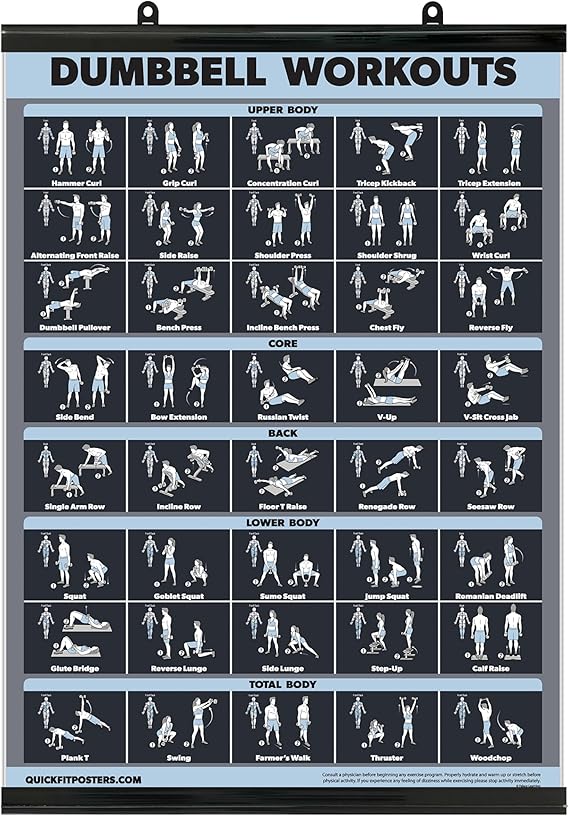 Amazon.com: Palace Learning Dumbbell Workout Exercise Poster [Dark ...