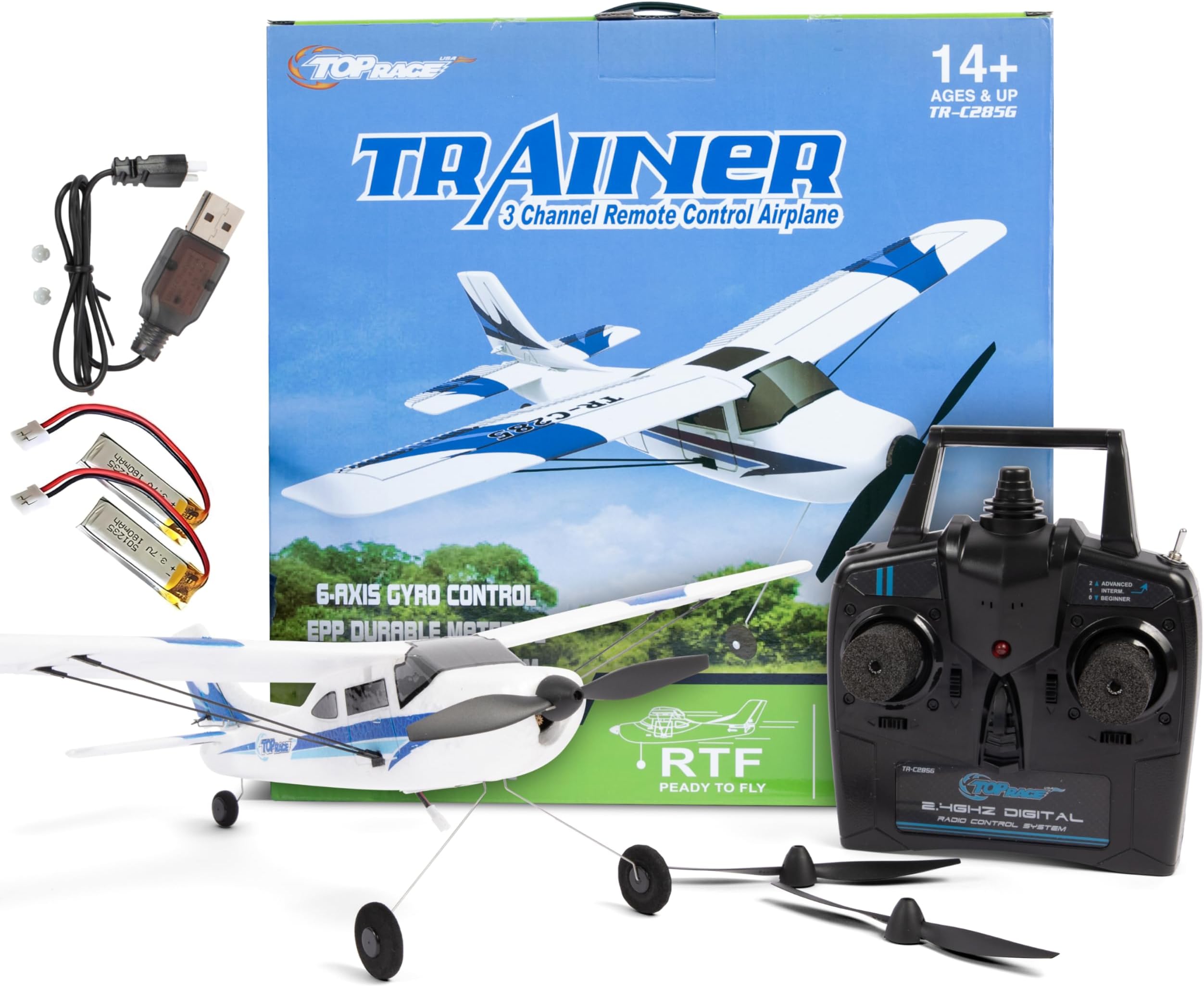 Top Race RC Plane - 4 Channel Remote Control Plane with 2.4Ghz - Ready ...