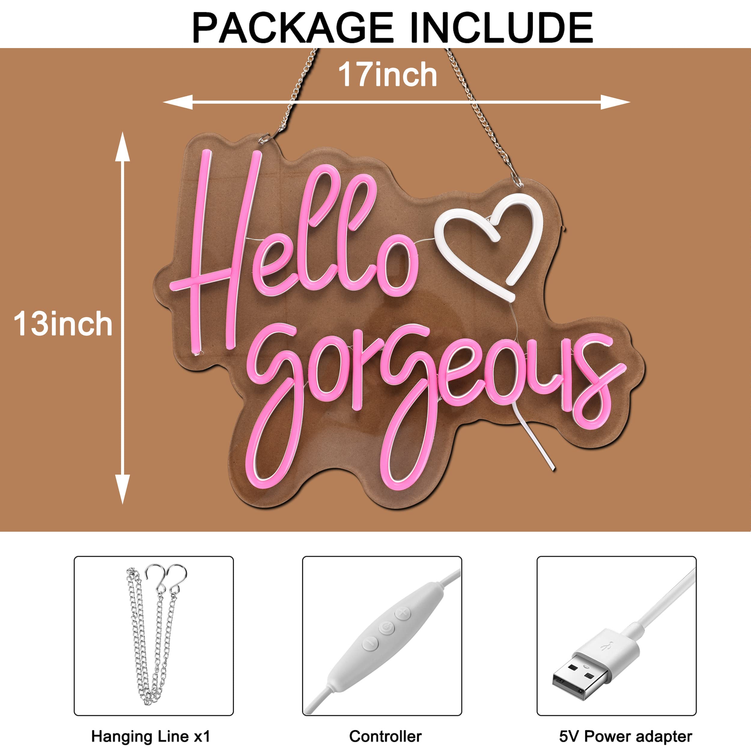 Snapklik.com : Hello Gorgeous Neon Signs For Wall Decor,Reusable Neon ...