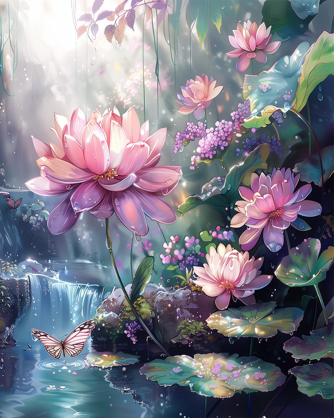 Amazon.com: Pink Flower Paint by Number for Adult, Lotus Paint by ...