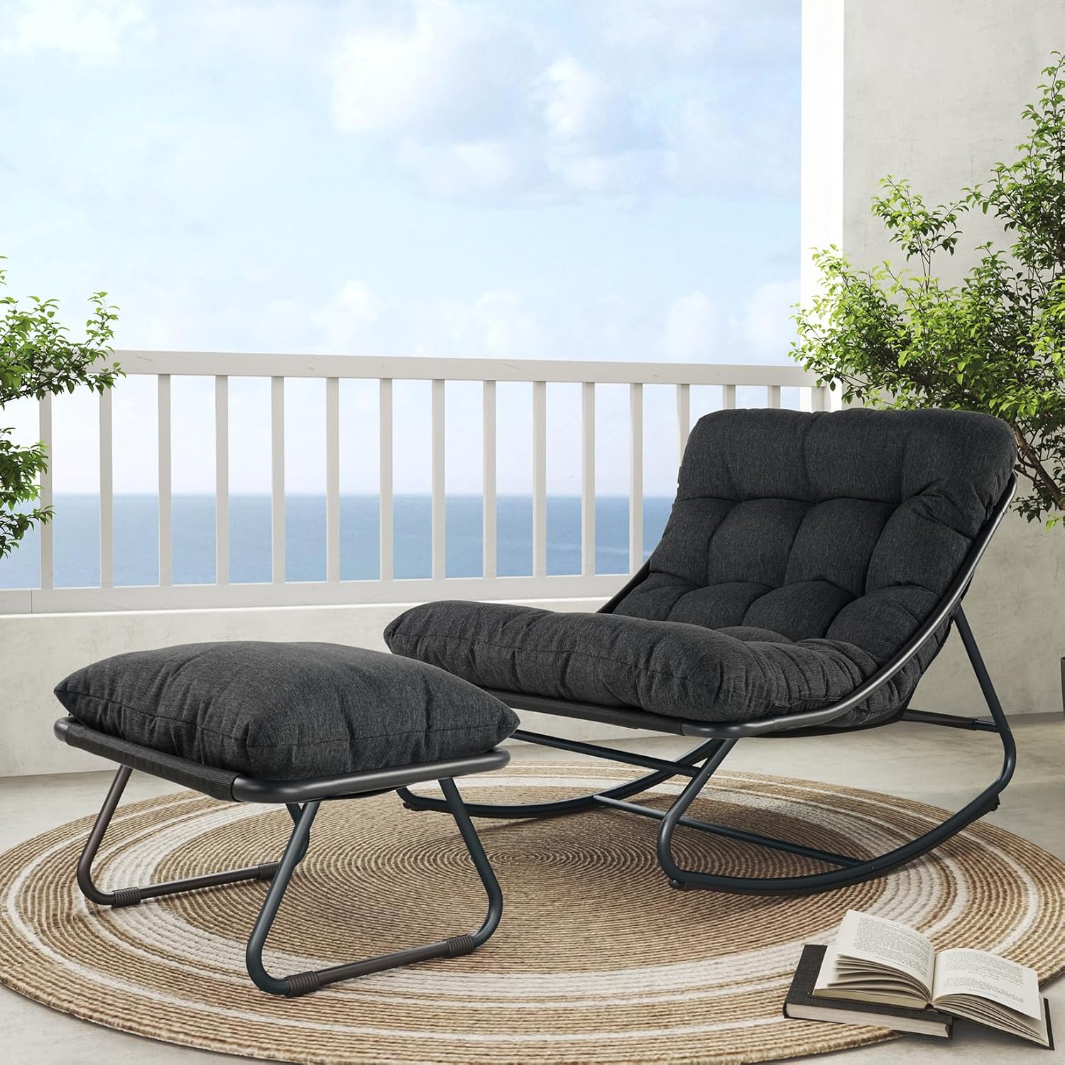 Amazon.com : Grand patio Rocking Chair with Foot Stool, Metal Outdoor ...