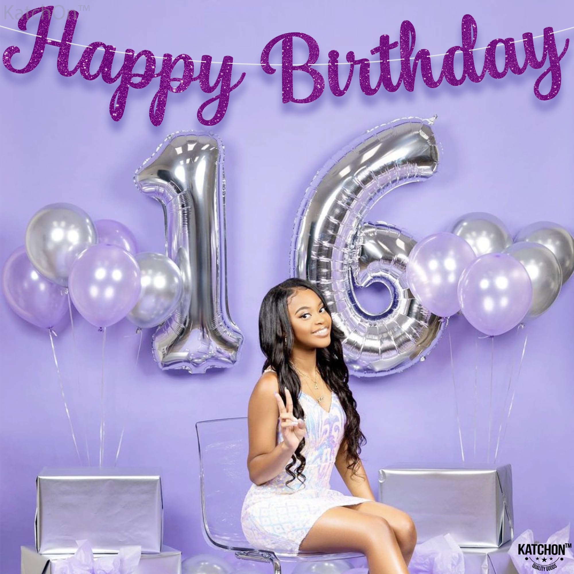 Snapklik.com : Glitter Purple Cursive Happy Birthday Banner - Pre ...