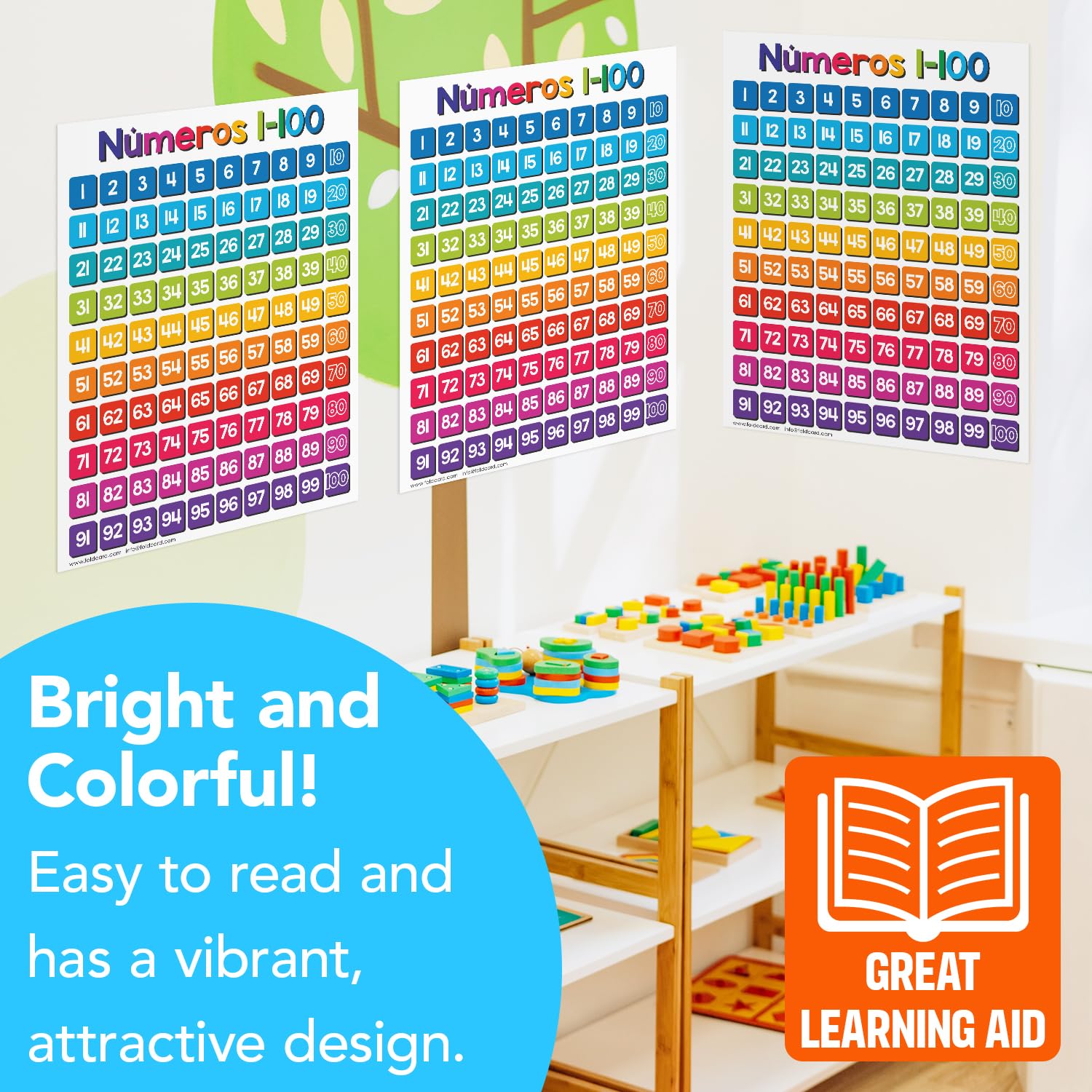 Snapklik.com : Números 1-100 Spanish Chart For Preschool To Gradeschool ...