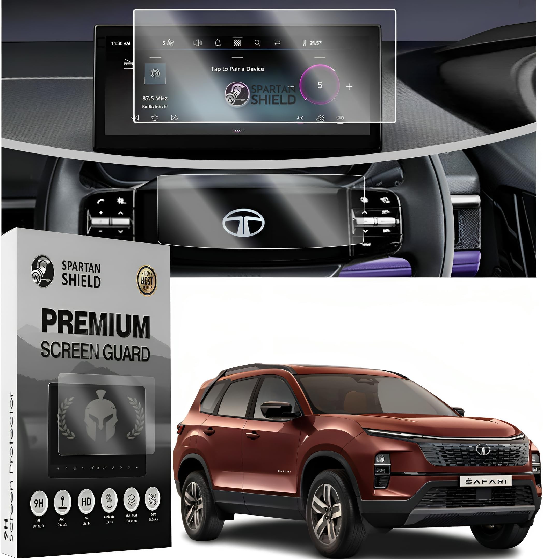 SPARTAN SHIELD Screen Guard COMBO For NEW TATA SAFARI 2023 FACELIFT ...