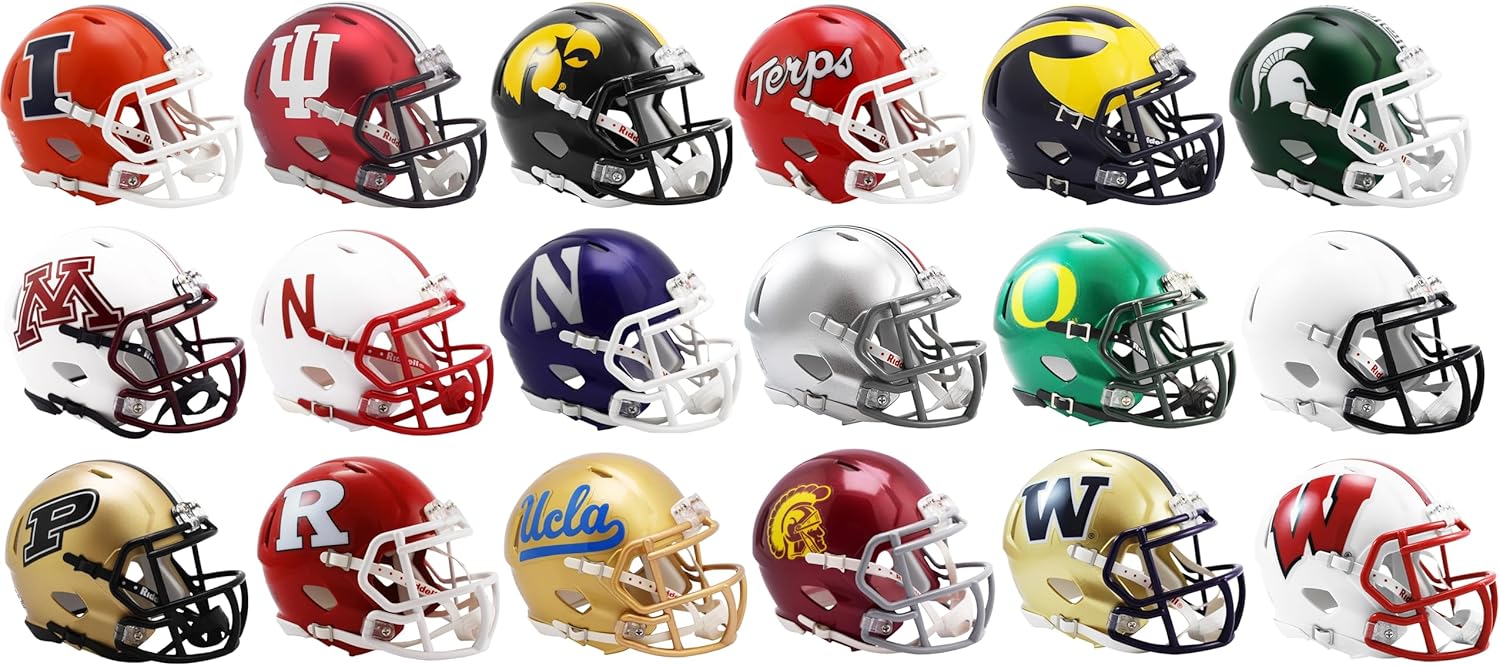 Amazon.com: All 18 NCAA BIG TEN 10 Conference Current Riddell SPEED ...