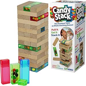 Amazon.com: Funwares Wooden Blocks Stacking Game, Tumbling Tower and ...