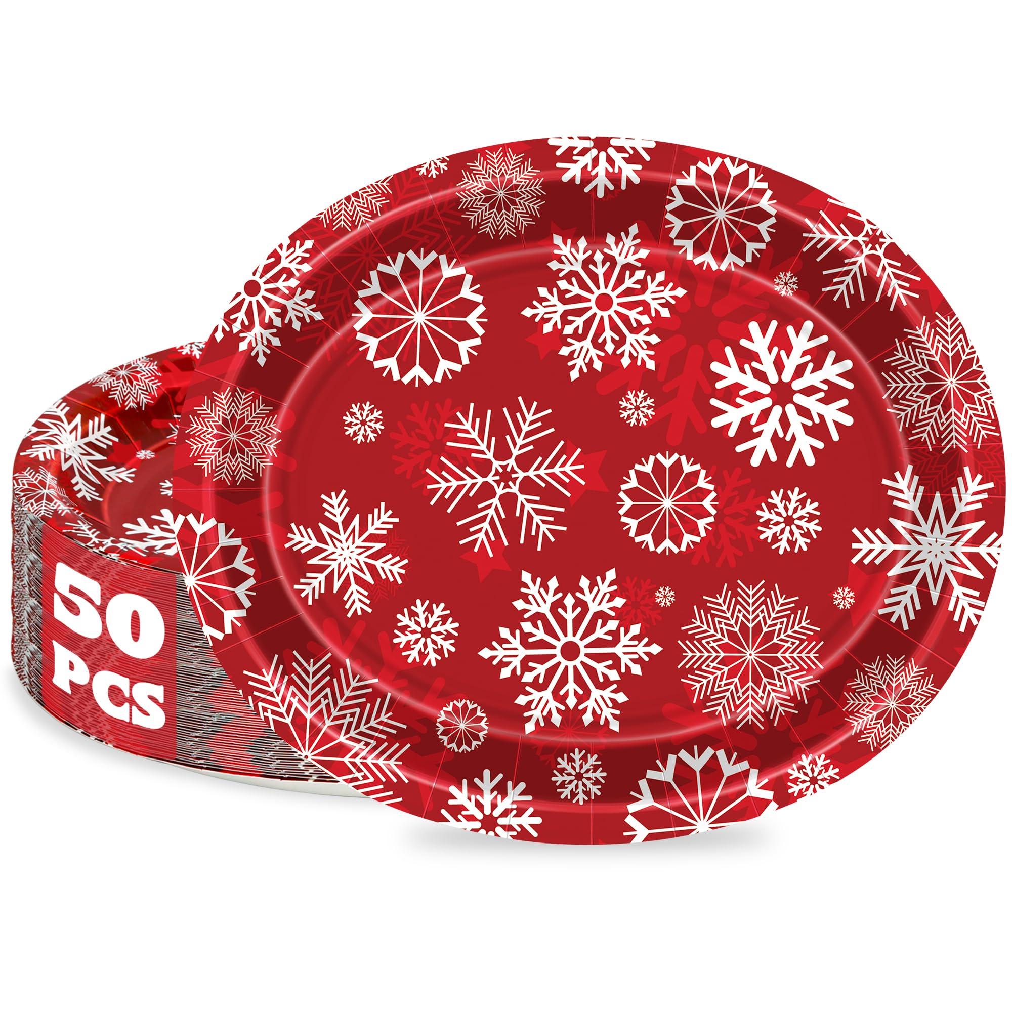 Amazon.com: QZYL 50 PCS Christmas Plates, 12.2" Christmas Oval Paper ...