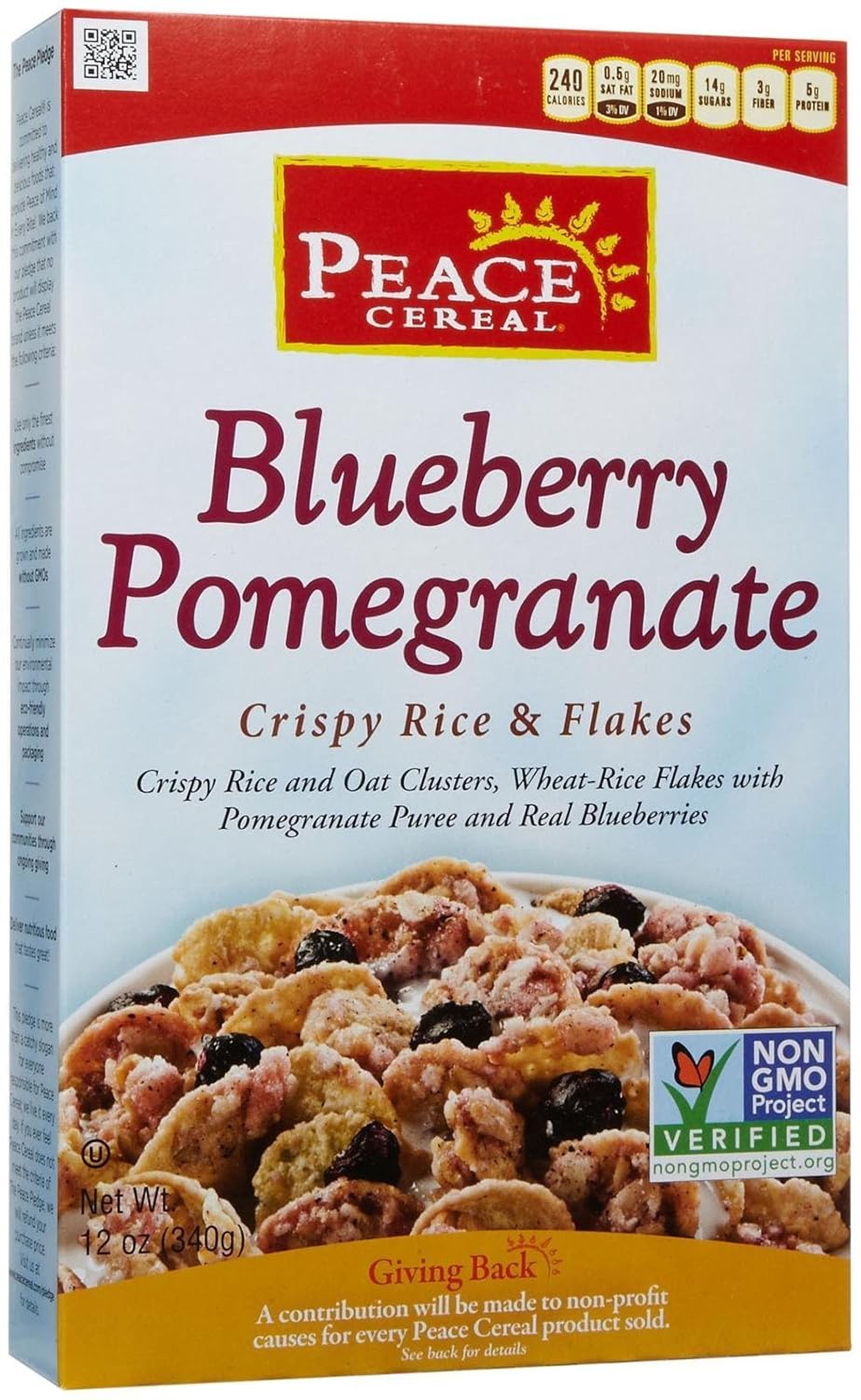 Amazon.com: Peace Cereal Crispy Rice & Flakes Cereal - Blueberry ...