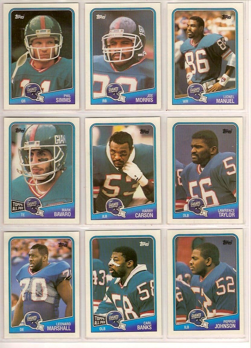 Amazon.com: New York Giants 1988 Topps Football Team Set (16 Cards ...