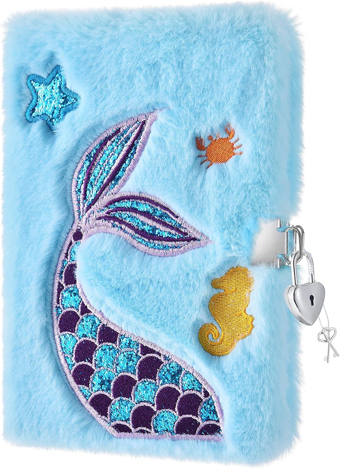Plush Mermaid Notebook - A5 Mermaid Diary Glitter Journal for Girls ...