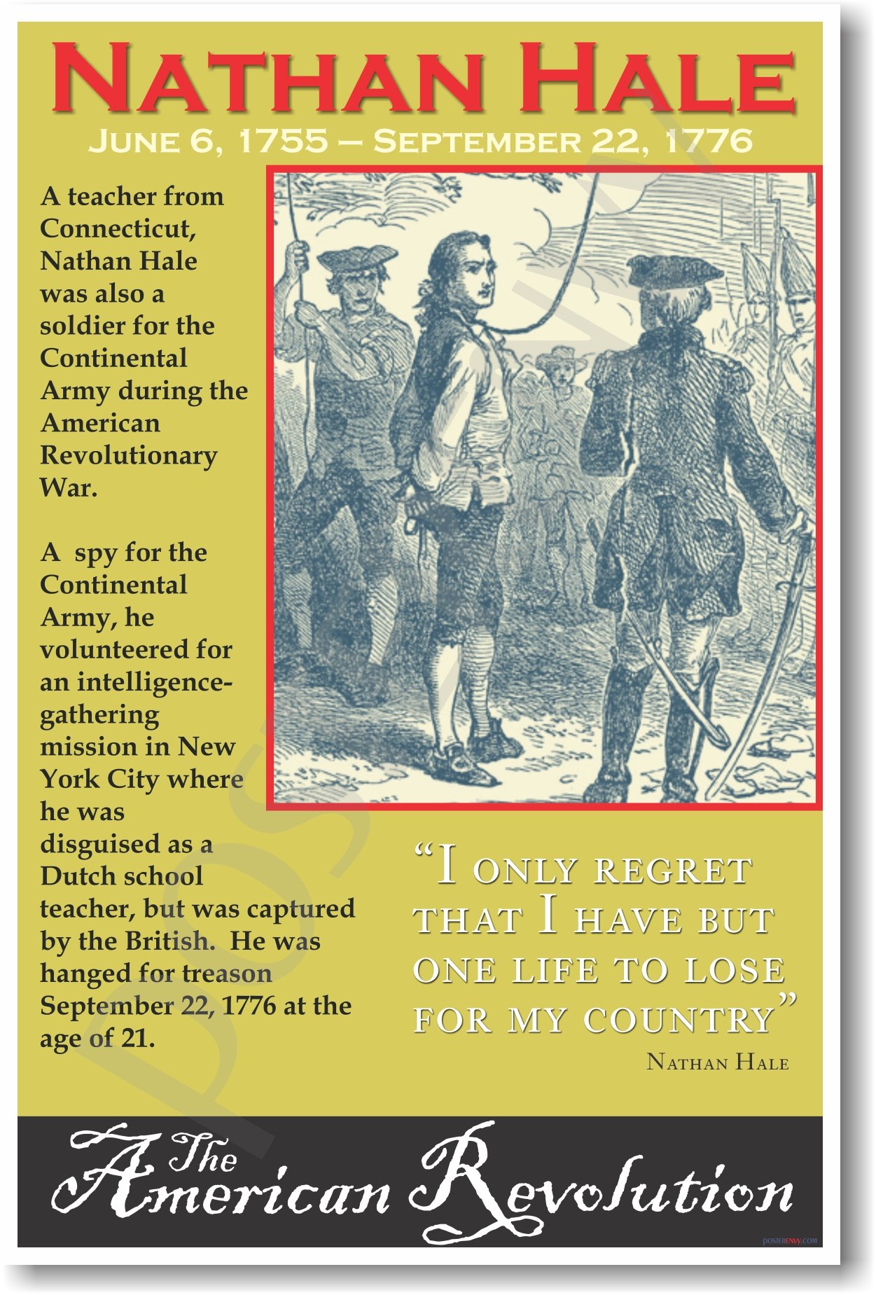 Amazon.com: American Revolution: Nathan Hale - Classroom Poster : Home ...