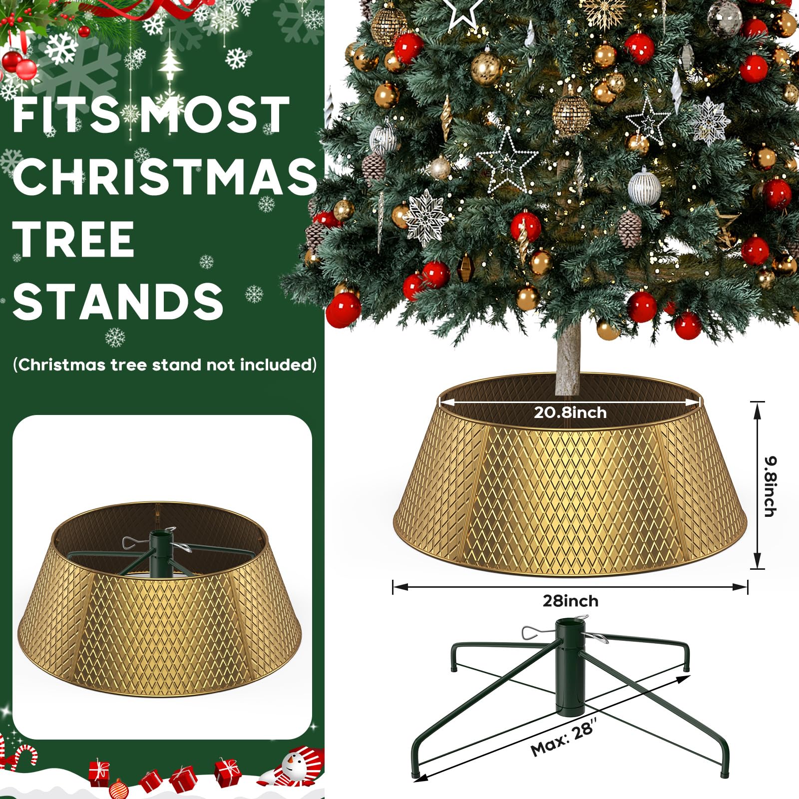 Snapklik.com : Kesfitt Christmas Tree Collar,28 Metal Christmas Tree ...