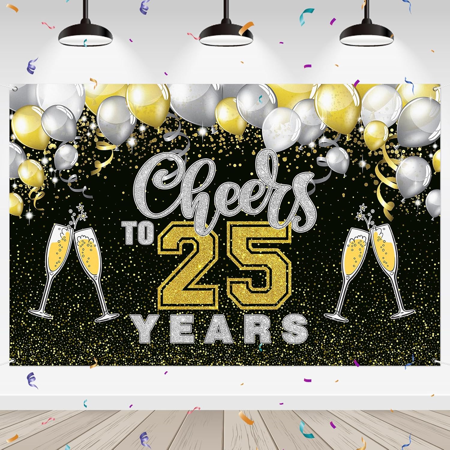 Amazon.com : WeBenison Cheers to 25 Years Backdrop 25th Birthday ...
