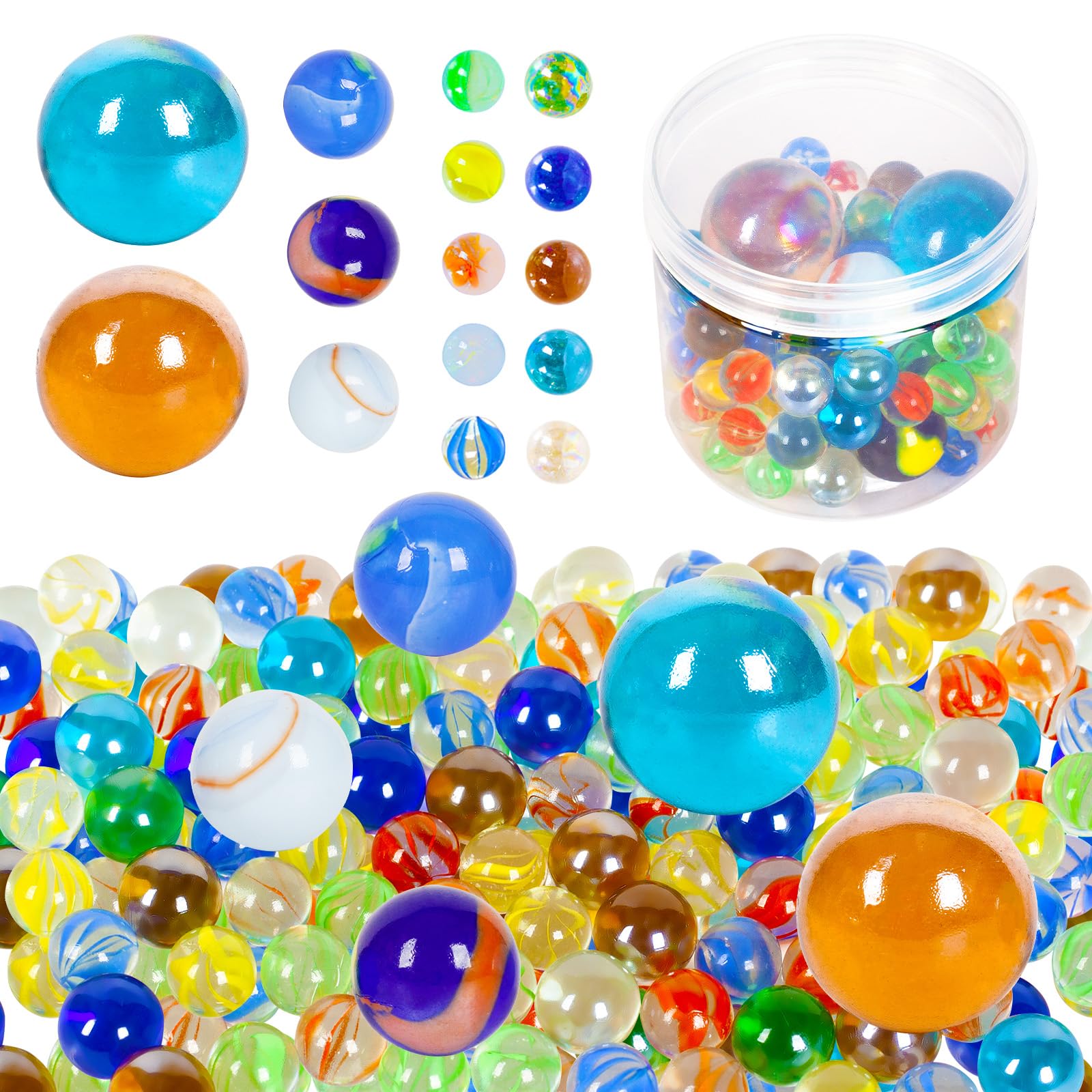 Amazon.com: ShellKingdom 100PCS Glass Marbles, 4 Sizes Assorted Colors ...