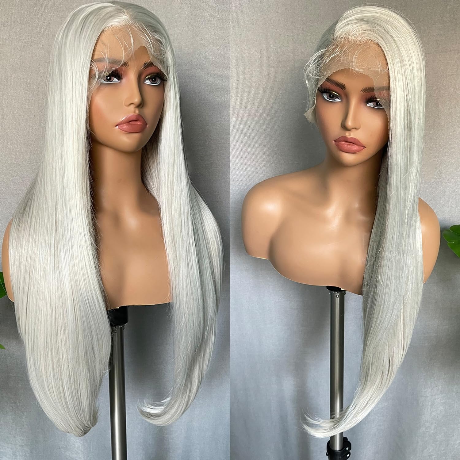 Amazon.com : SOKU 13x6 Light Grey Lace Front Wigs Synthetic,32 Inch ...