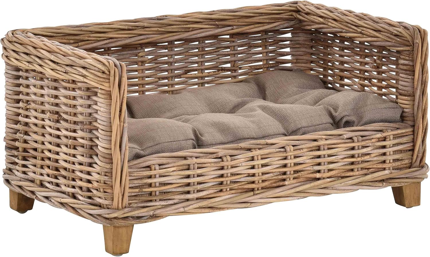 Dog Basket/Dog Bed Made of Natural Rattan with Cushion/Large Basket for ...