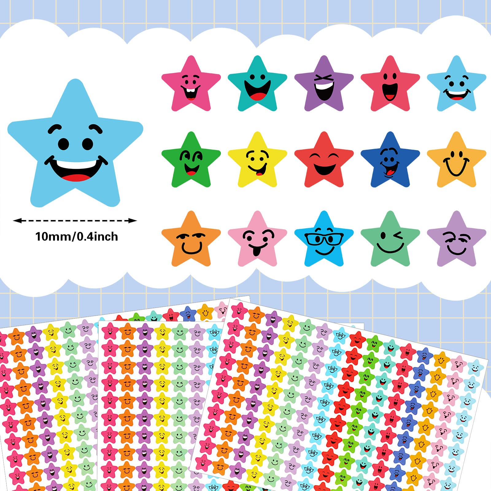 Snapklik.com : Star Stickers, 6750Pcs Happy Smile Face Stickers 15 ...