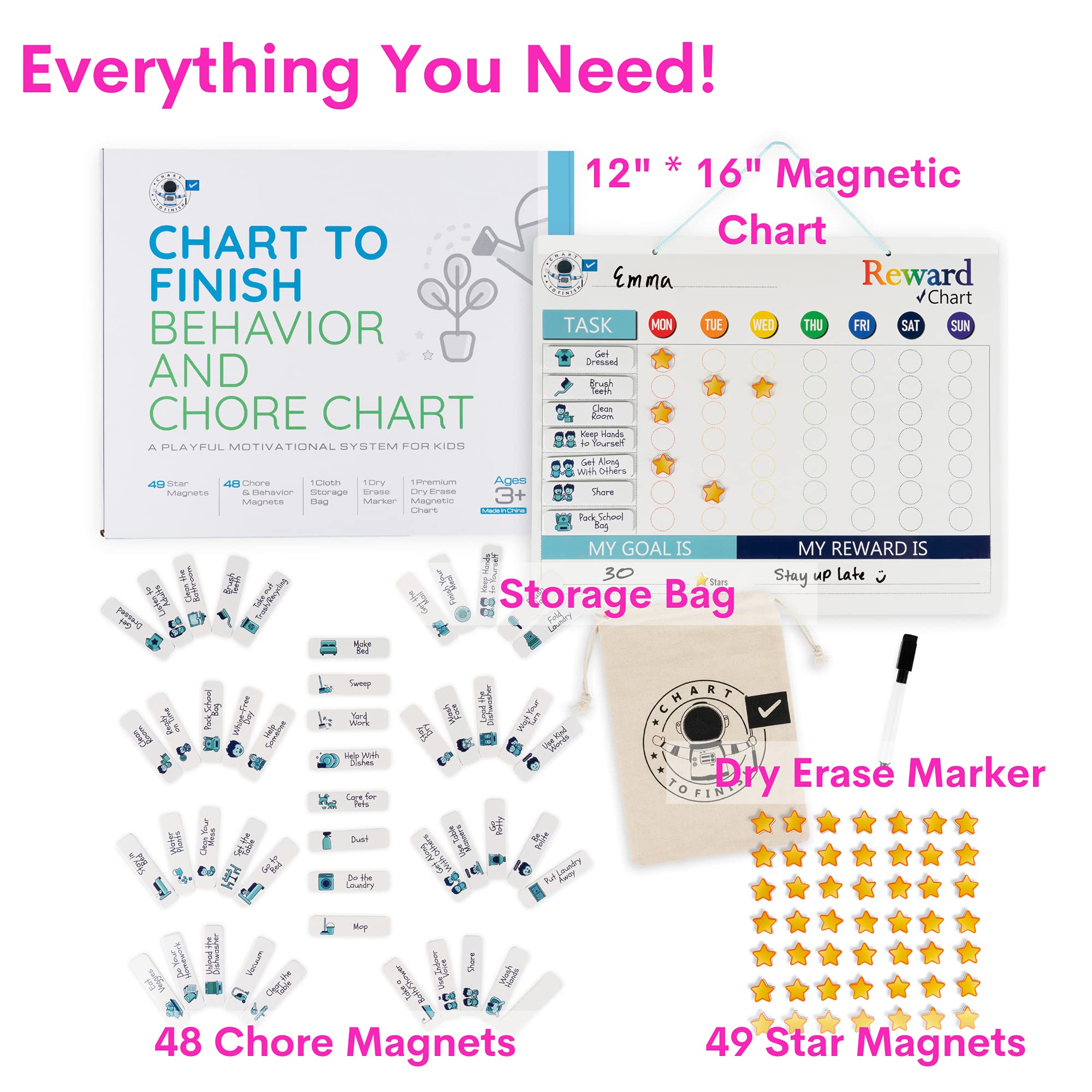 Chore Chart - Magnetic Chore Chart Attaches to Magnetic Surface or Can ...