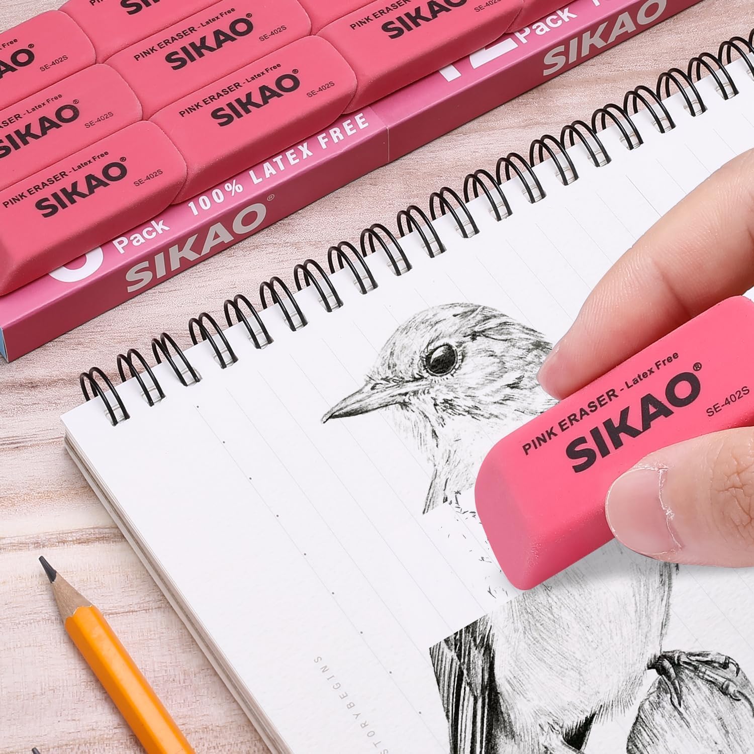 Snapklik.com : Pink Erasers 12 Pack Pencil Erasers For Kids, Pink Bevel ...