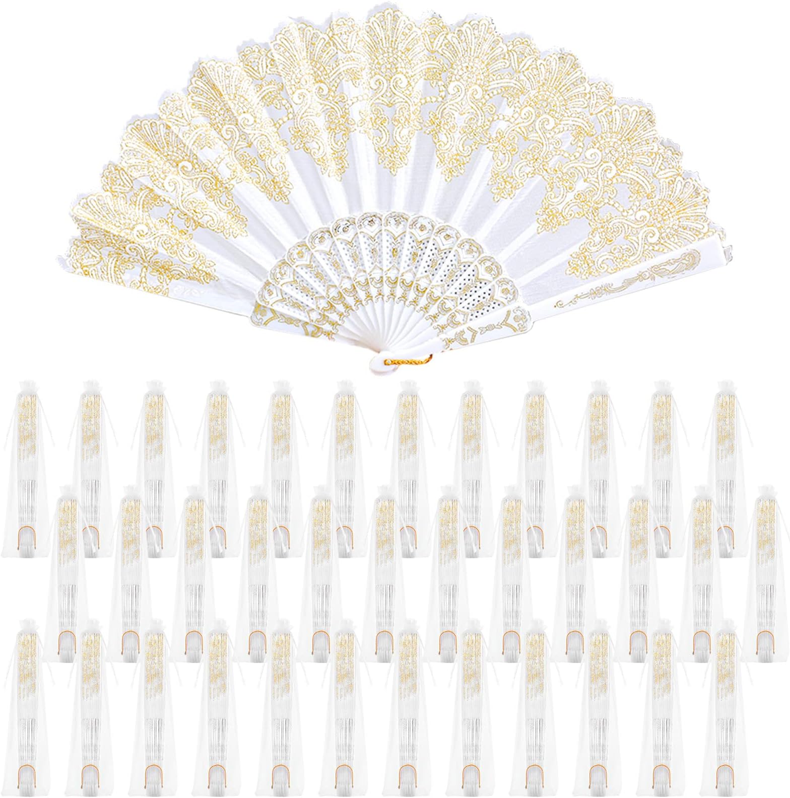 Amazon.com: SL crafts 50 Sets Imitated Silk Hand Fan with Tassel and ...
