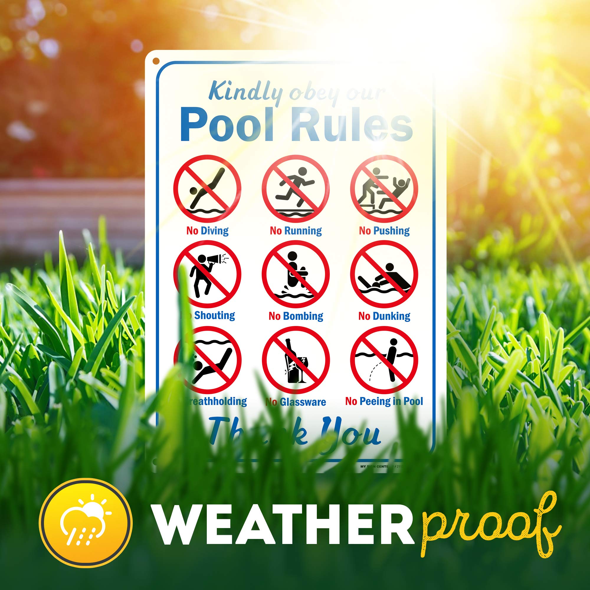 Buy Kindly Obey Swimming Pool Safety Sign, Swim at Your Own Risk, 10” x ...