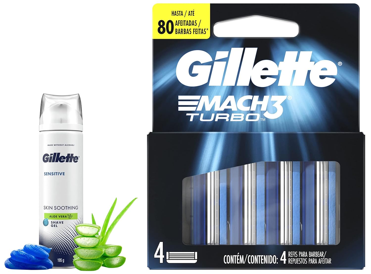 Gillette Mach 3 Turbo Manual Shaving Razor Blades - 4s Pack (Cartridge ...