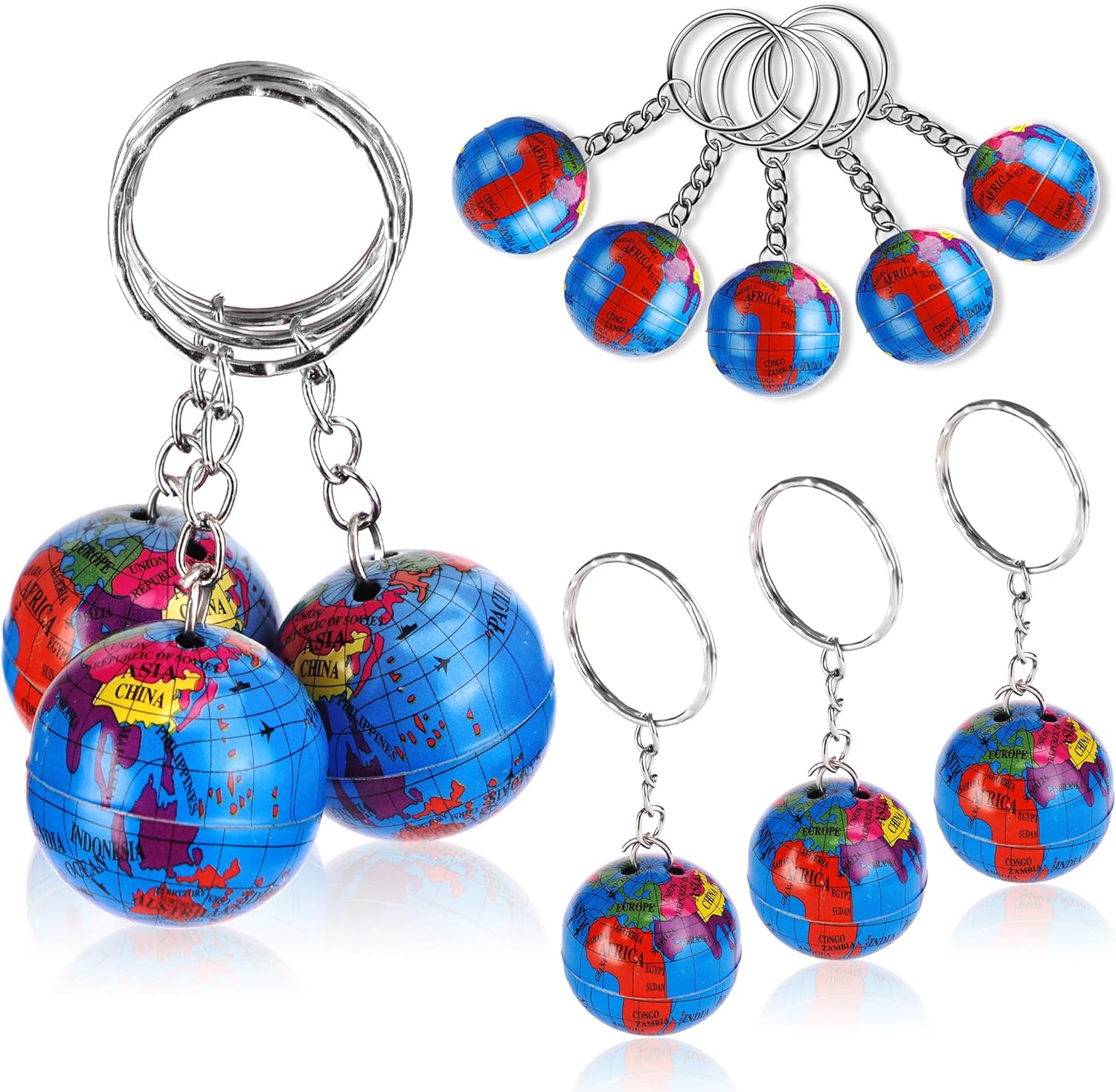 Amazon.com: PROLOSO 48 Pcs Globe Keychains Bulk for Kids World Planet ...