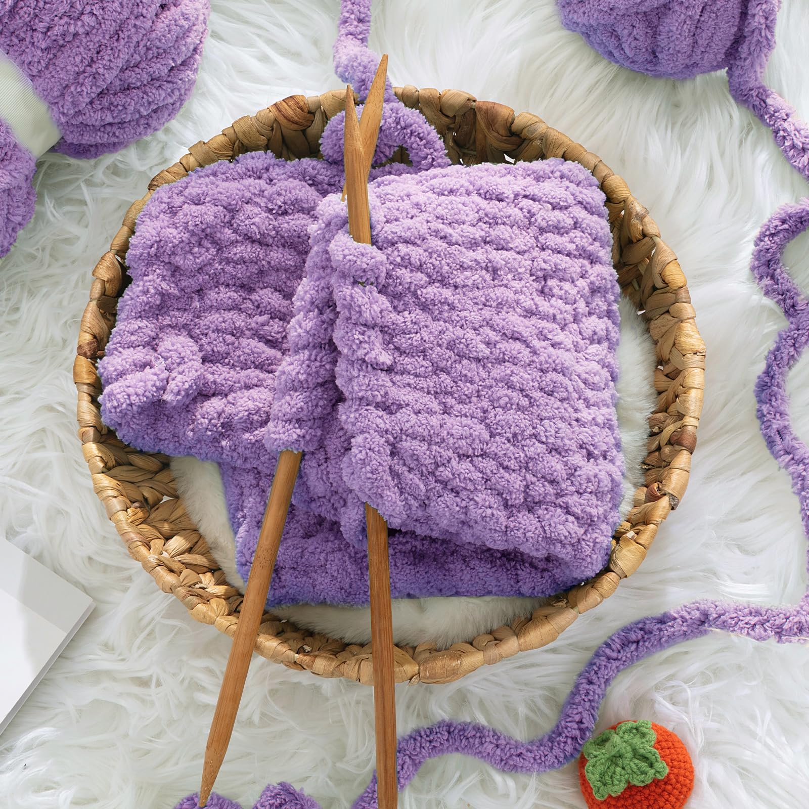 Snapklik.com : Purple Chunky Chenille Yarn For Hand Knitting,Fluffy ...