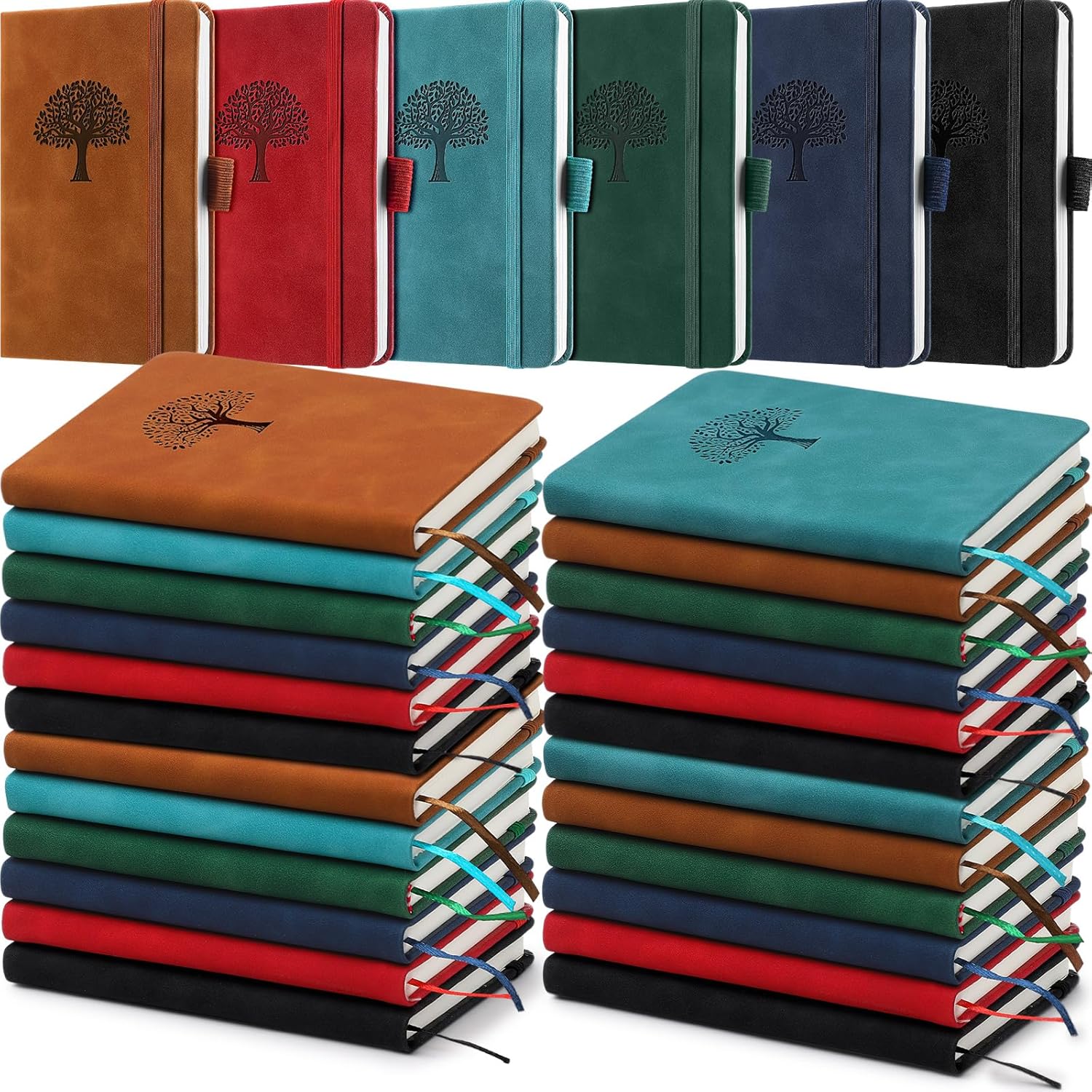 Amazon.com : Qeeenar 60 Pack Small Journal Notebook Bulk A6 Leather ...