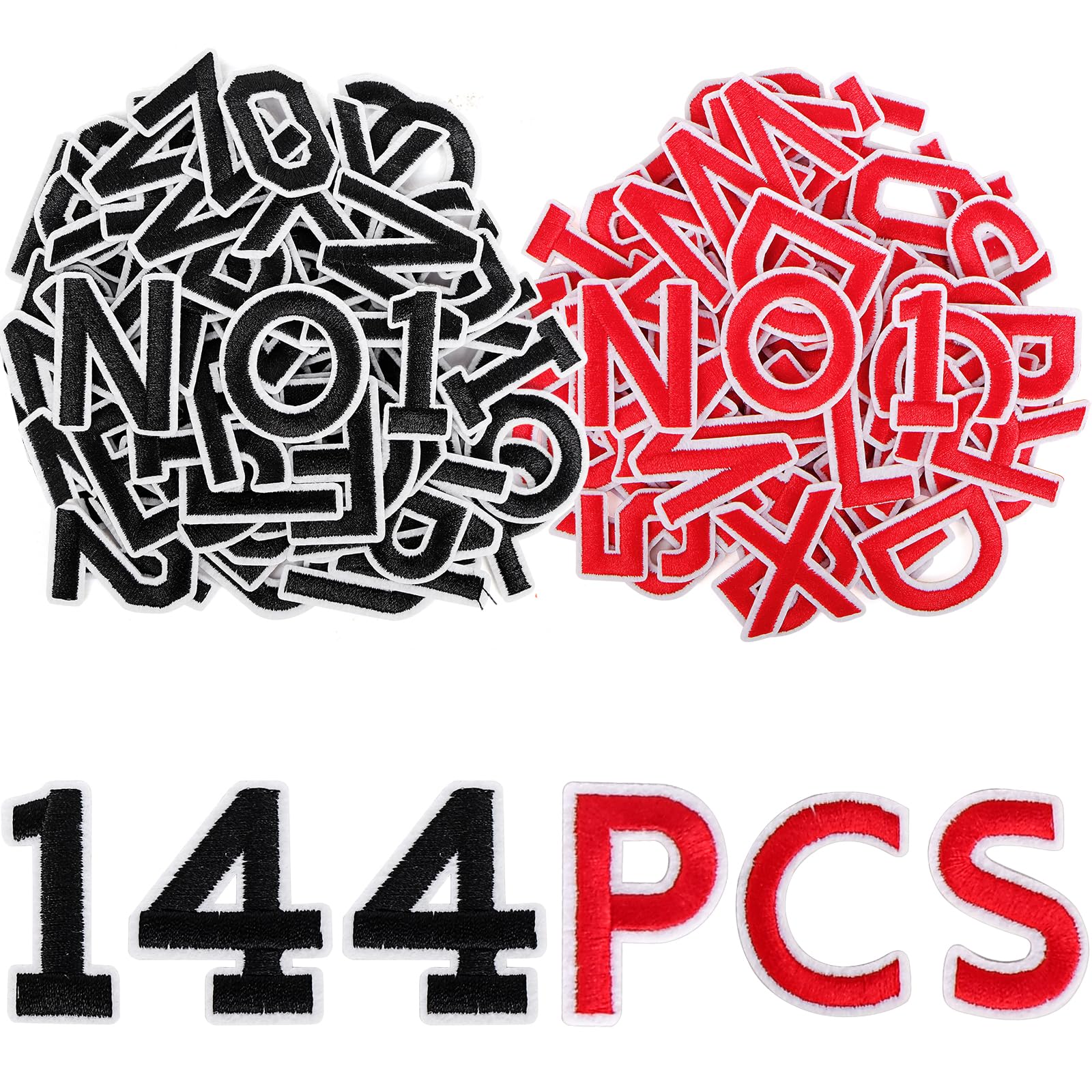 Amazon.com: 144Pcs Iron on Letters and Numbers Patches, Black and Red ...
