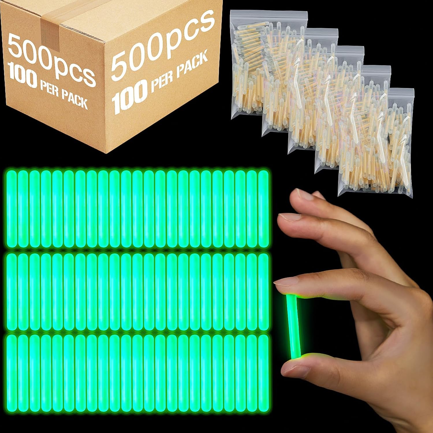 Jenaai 500 Pcs Fishing Glow Sticks Bulk for Bobbers Mini Glow Stick Rod ...