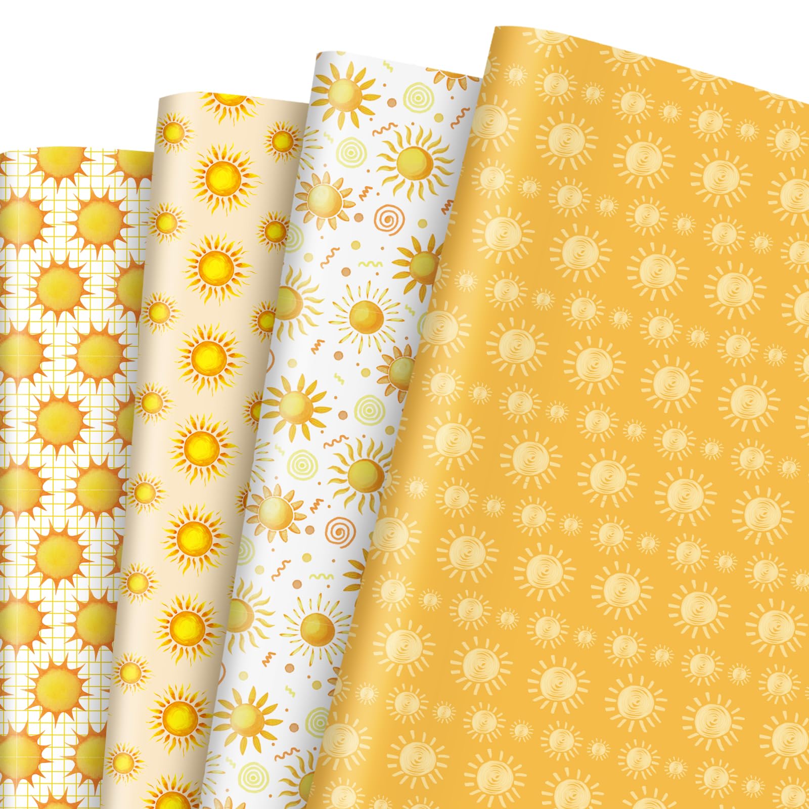 Amazon.com: Whaline Boho Sun Watercolor Wrapping Paper (12 Sheets, 19.7 ...