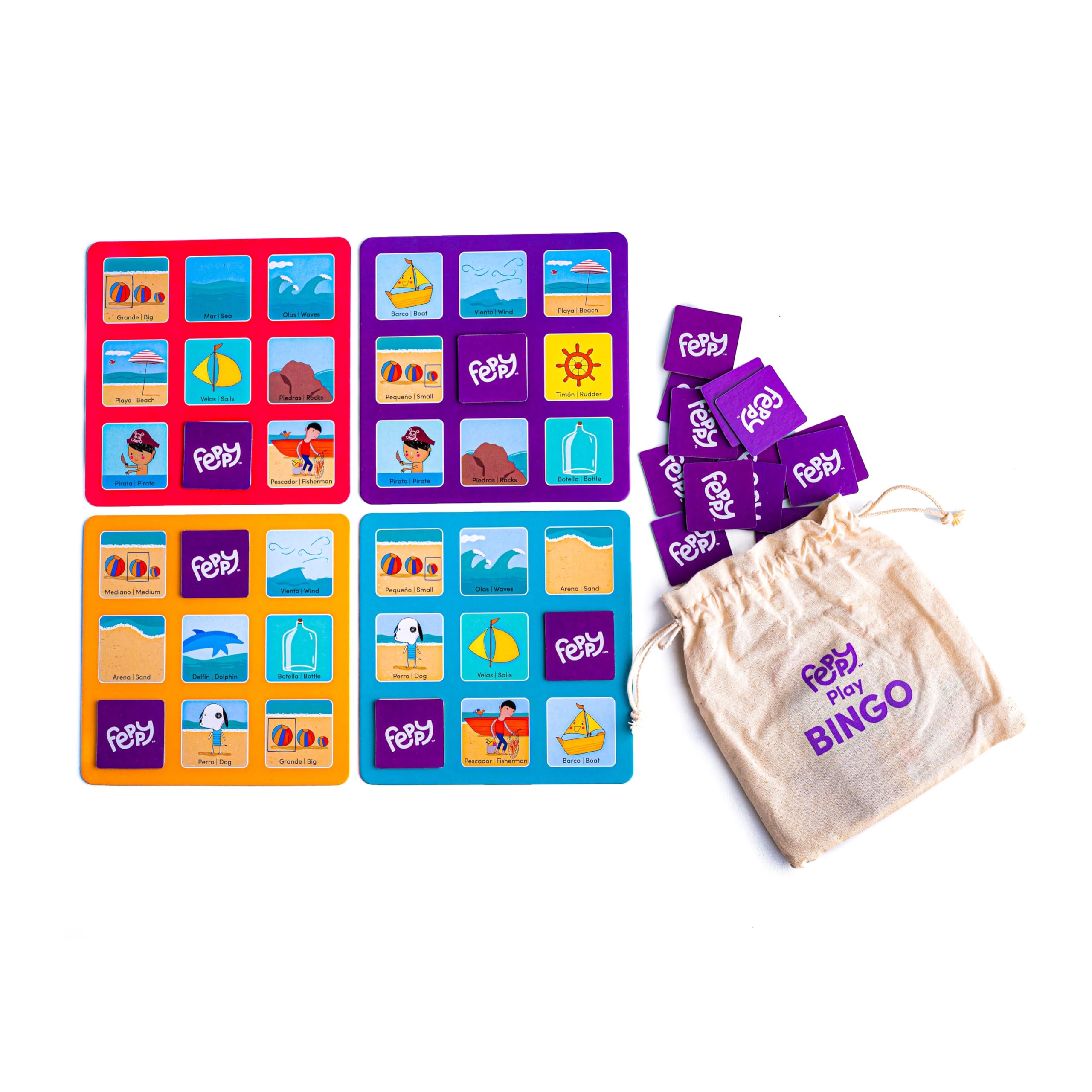 Feppy Bilingual Bingo Game for Kids - Dual-Language Learning and ...