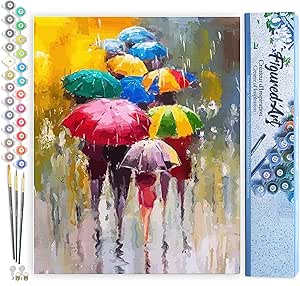Figured'Art Malen Nach Zahlen Erwachsene Schirme im Regen - Paint by Numbers Basteln DIY ...
